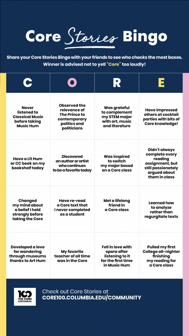Core Stories BINGO! | The Core Centennial
